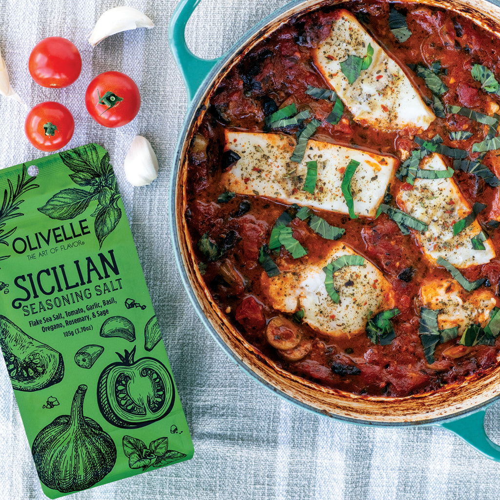 Puttanesca Poached Fish | Olivelle The Art of Flavor®